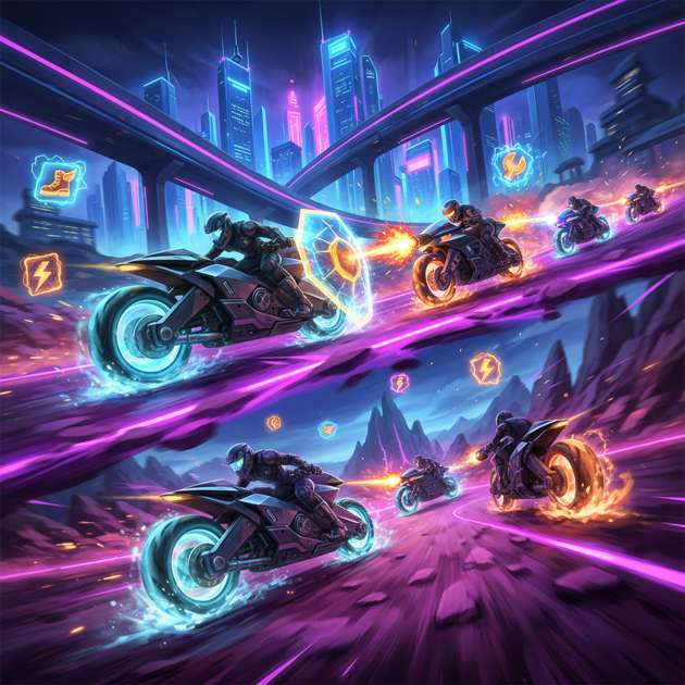 Neon Riders: Battle Circuit - 3D Racing by Jabali AI