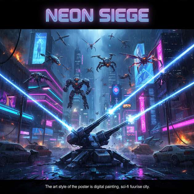 Neon Siege - Fixed Shooter Arcade by Jabali AI